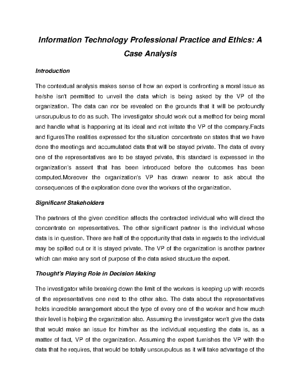 Information Technology Professional Practice and Ethics: A Case ...