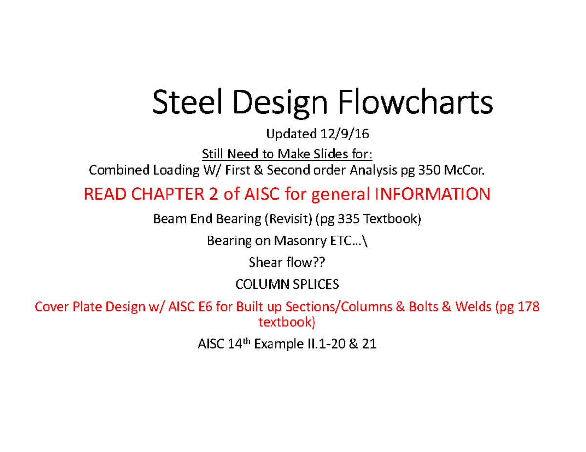 Steel Design Flow Charts 4-17-17 - Steel Design Flowcharts Updated 12/9 ...
