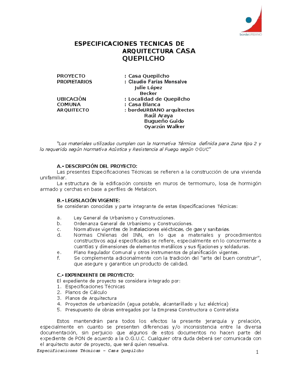 EETT CASA Quepilcho V4 - vivienda proyecto - Especificaciones Técnicas – Casa Quepilcho 1 - Studocu