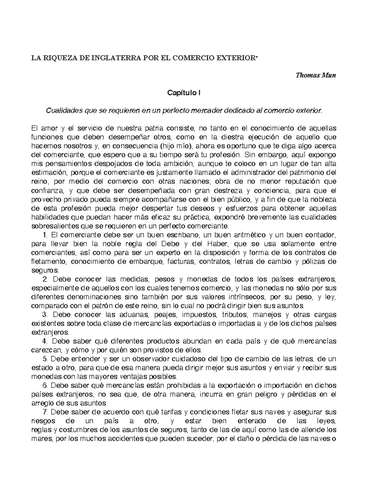 La riqueza de Inglaterra - LA RIQUEZA DE INGLATERRA POR EL COMERCIO EXTERIOR• Thomas Mun ...