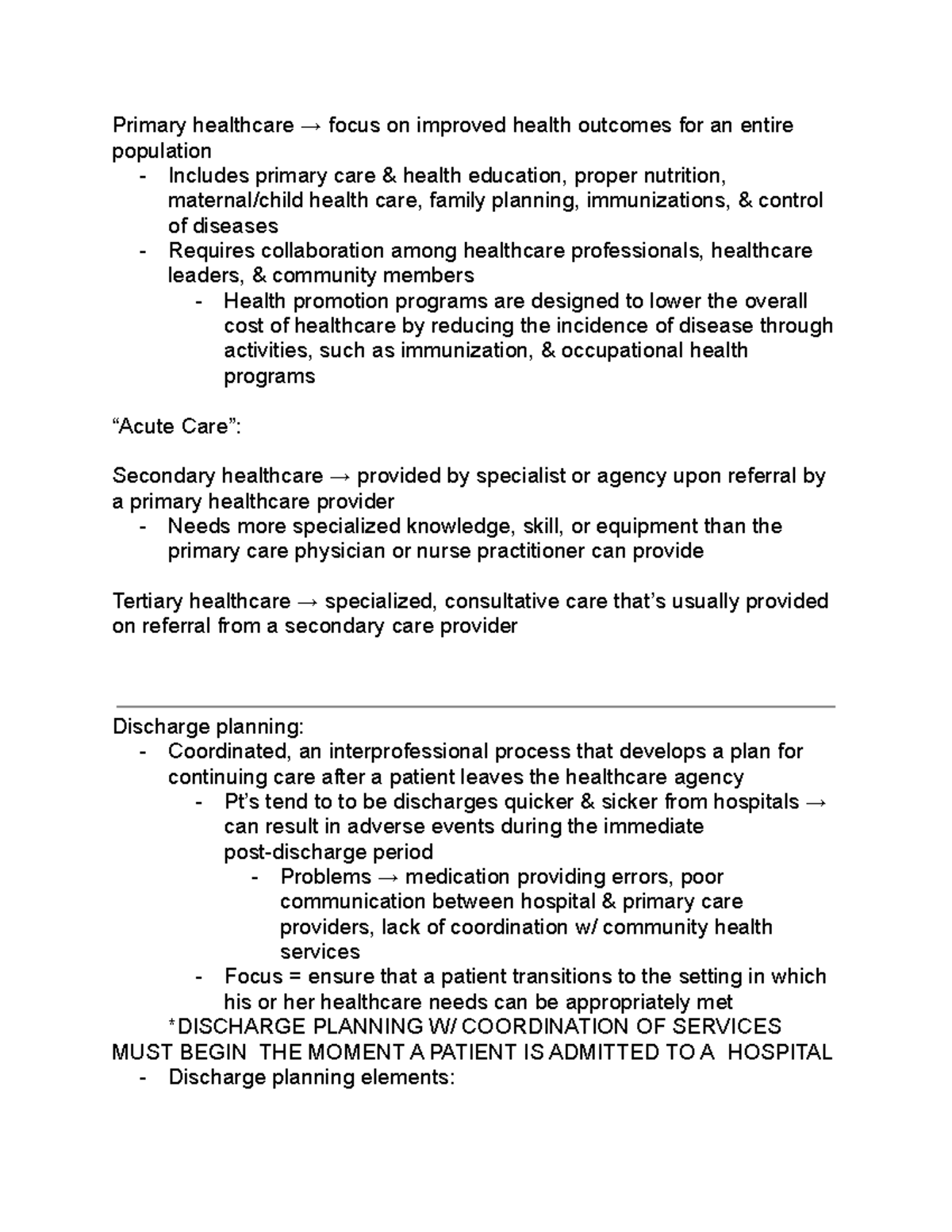 Health Care Systems - Lecture notes 13-14 - Primary healthcare → focus ...