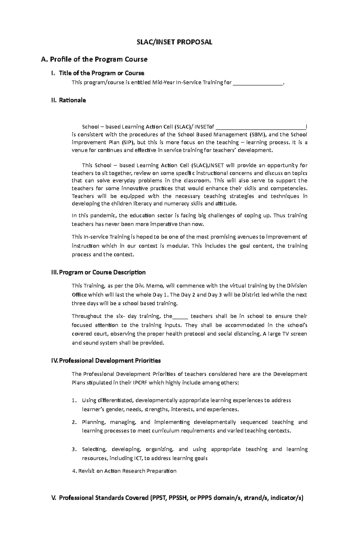 Proposal - Learning is so much fun - SLAC/INSET PROPOSAL A. Profile of ...