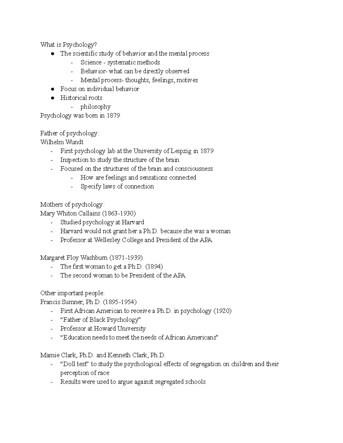 Psychology Lecture Notes 1 - What is Psychology? The scientific study ...