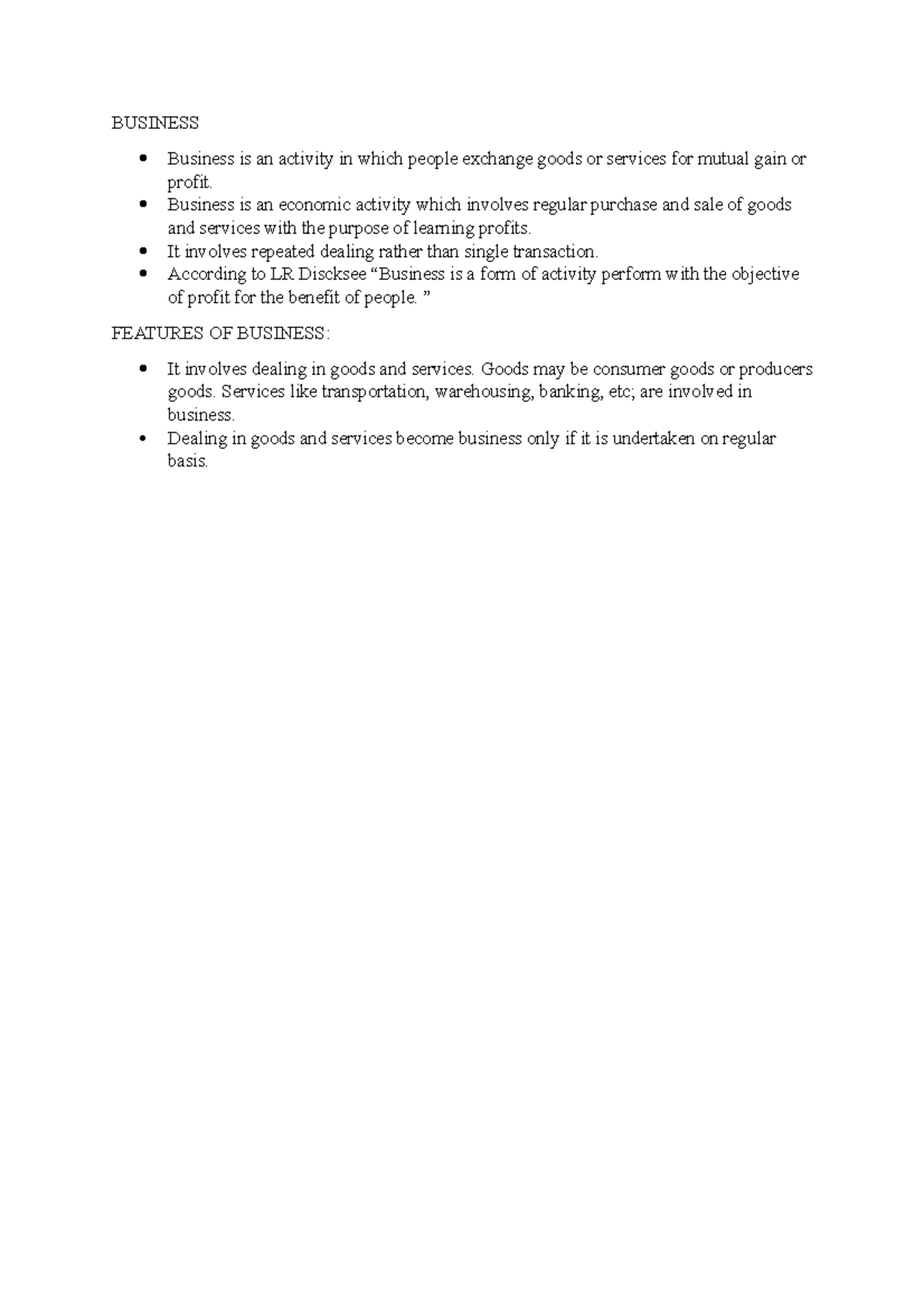 Business - Business is an economic activity which involves regular ...