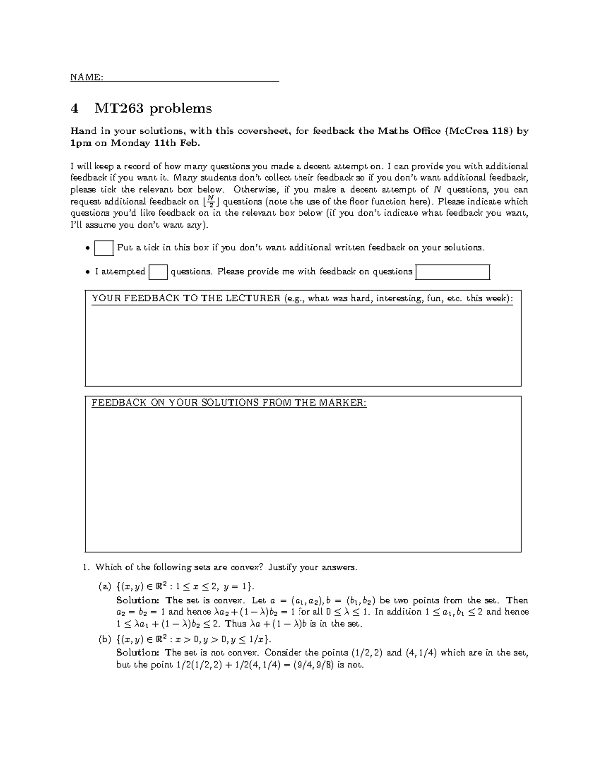 MT2630 Sheet 4 Solution - NAME: 4 MT263 problems Hand in your solutions ...