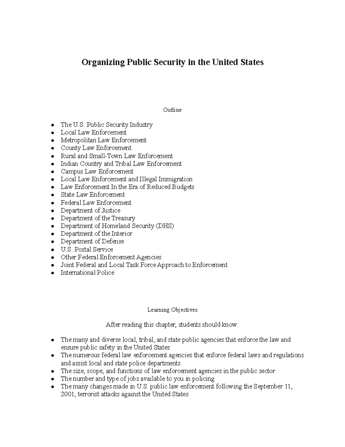 Policing notes - Organizing Public Security in the United States ...
