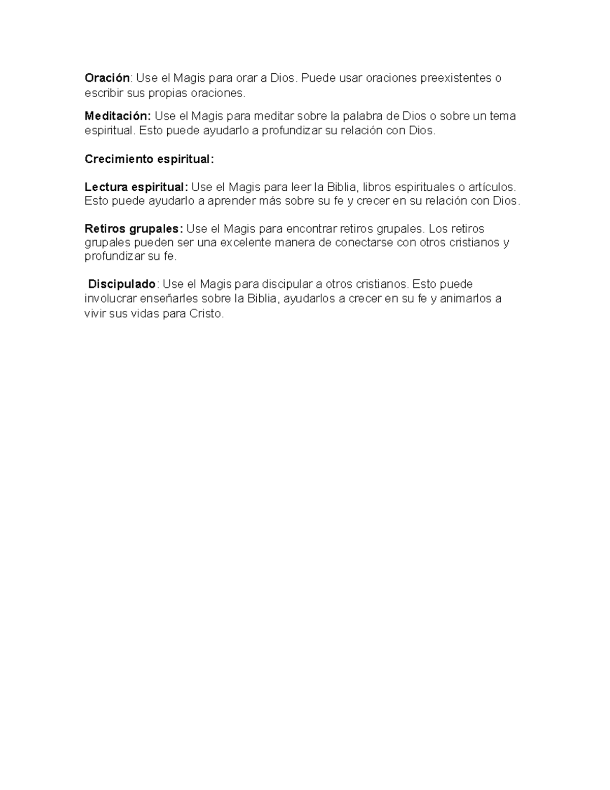 Oración - Oración: Use el Magis para orar a Dios. Puede usar oraciones ...