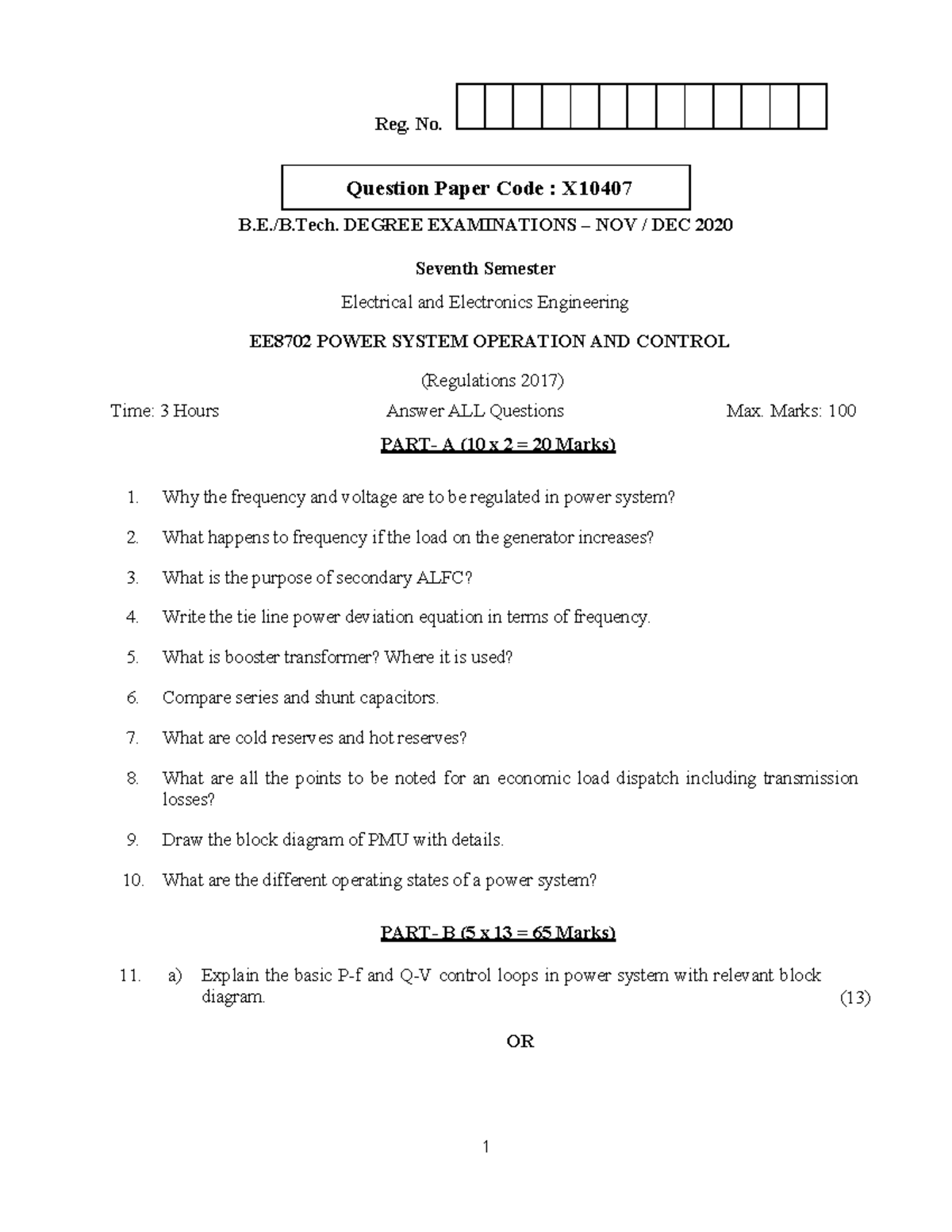 EEE-ND-2020-EE 8702- Power System Operation AND Control-247882467 ...
