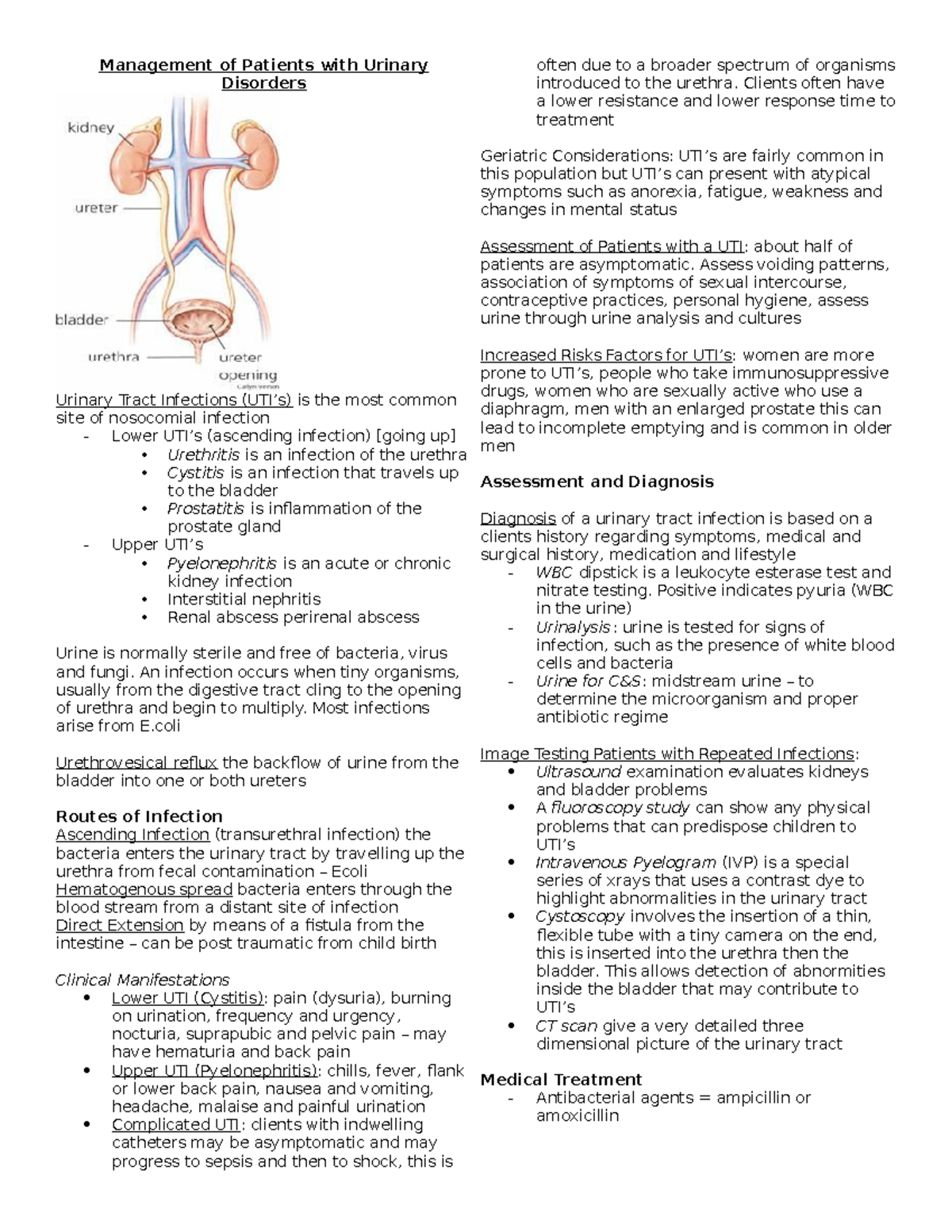 Management of Patients with Urinary Disorders - Management of Patients ...
