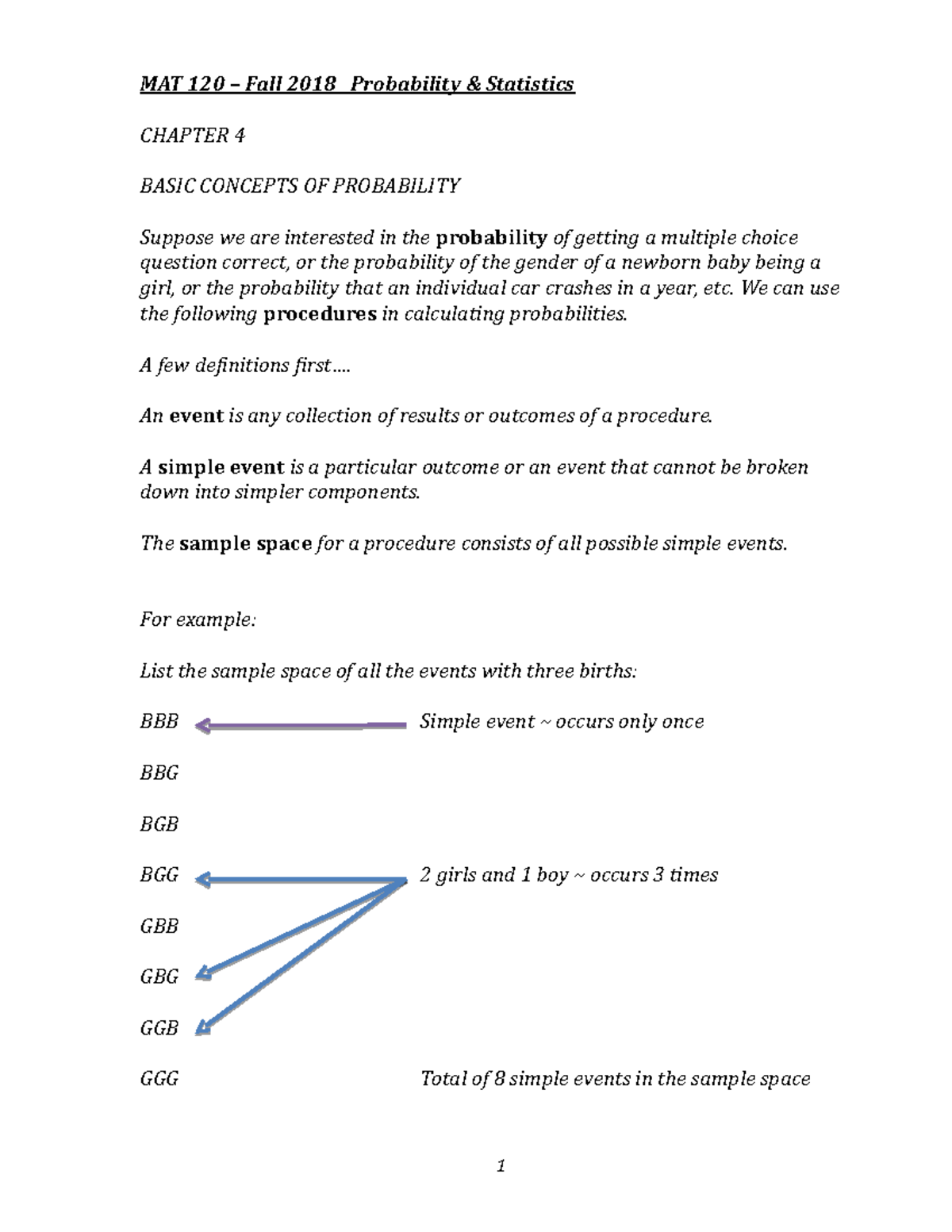 MAT 120 Fall 2018 Chapter 4 Notes - MAT 120 – Fall 2018 Probability ...