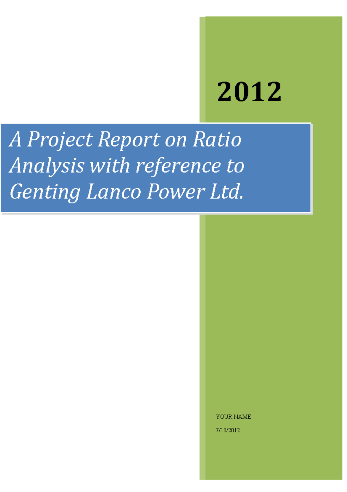 Pdf on the basis of Ratio Analysis Project - 2012 YOUR NAME 7/10/ A ...