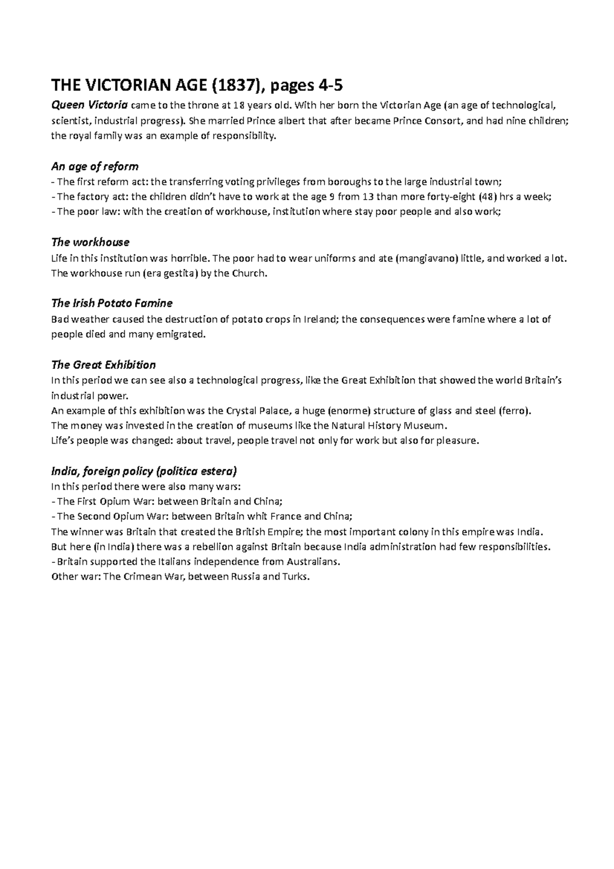 THE Victorian AGE - Appunti dettagliati utili per la maturità - THE ...