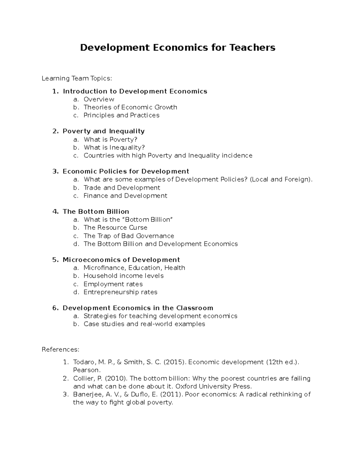 Development Economics for Teachers - Development Economics for Teachers ...