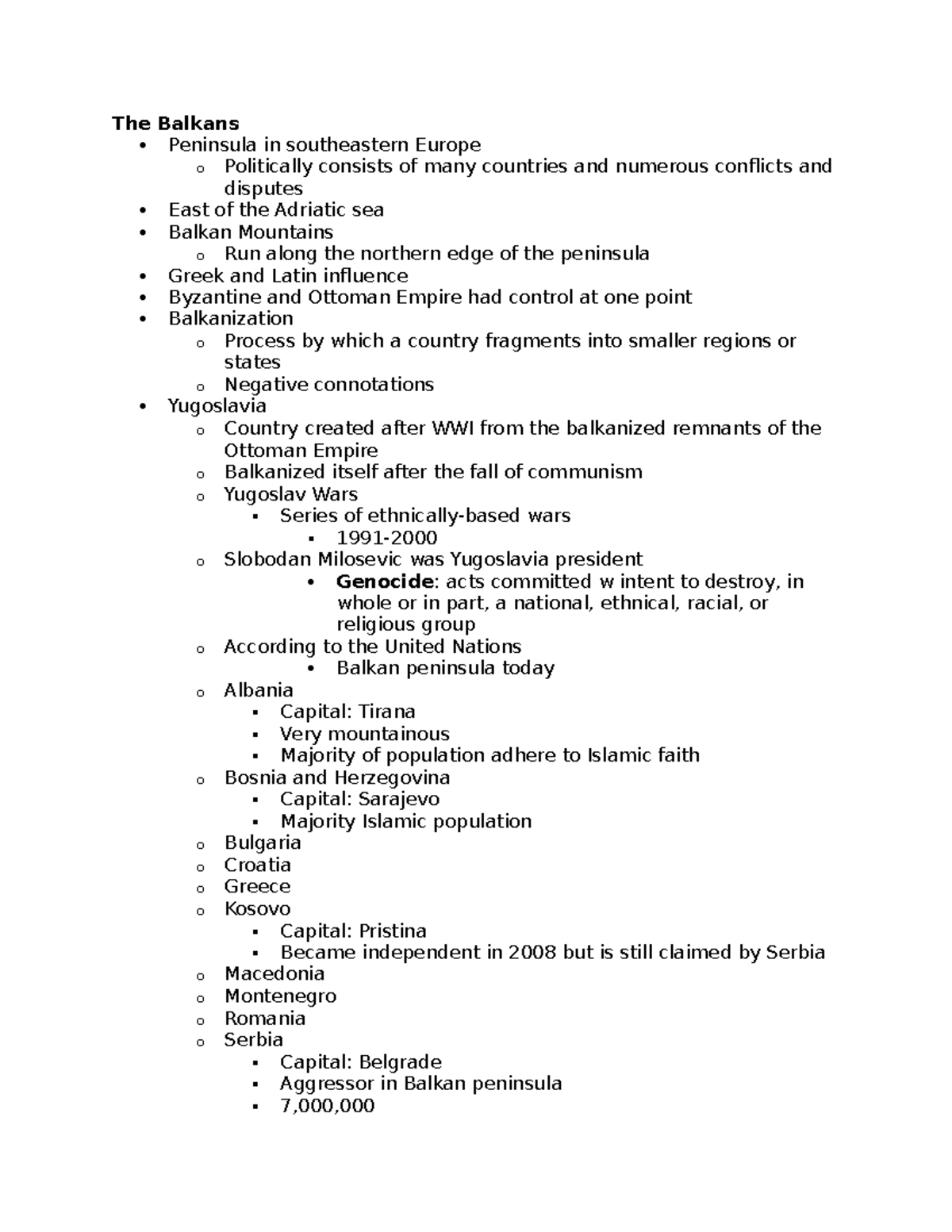 The Balkans Notes - The Balkans Peninsula in southeastern Europe o ...