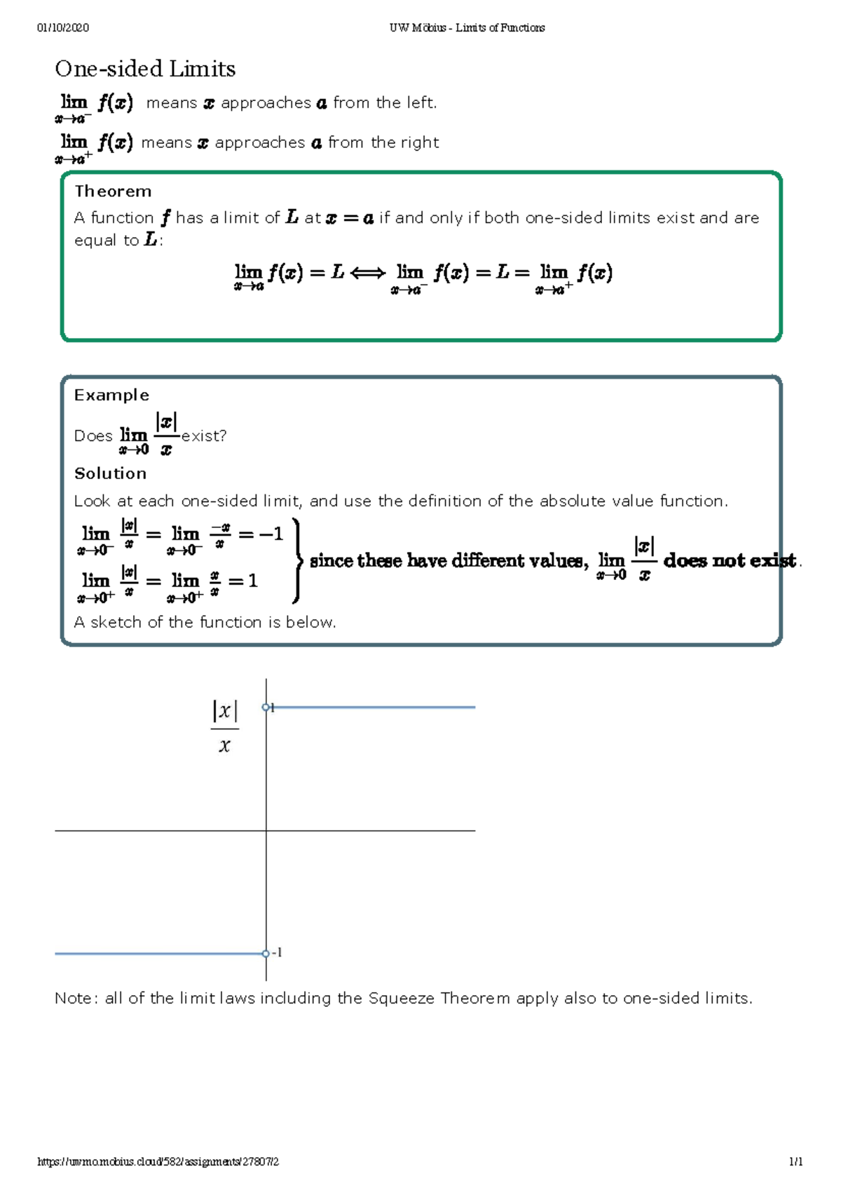 111F3 - Mobius notes - 01/10/2020 UW Möbius - Limits of Functions - Studocu
