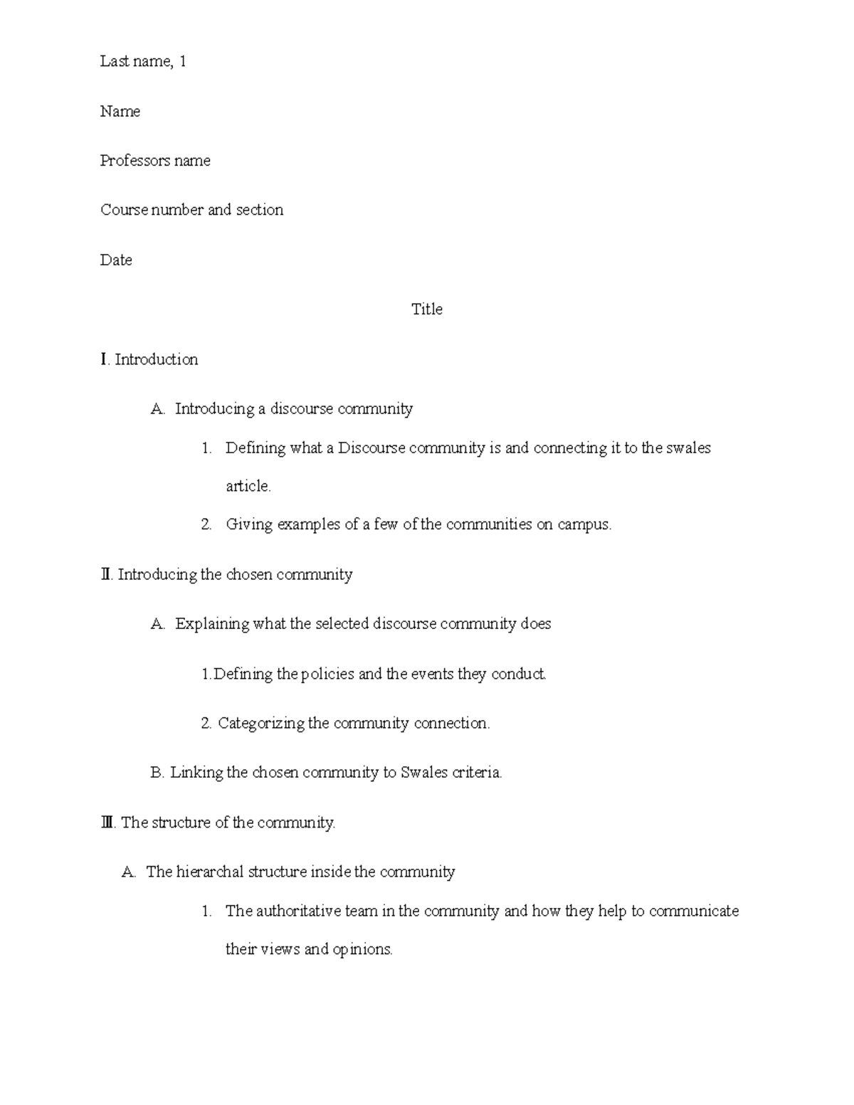 DC outline ENC - Last name, 1 Name Professors name Course number and ...