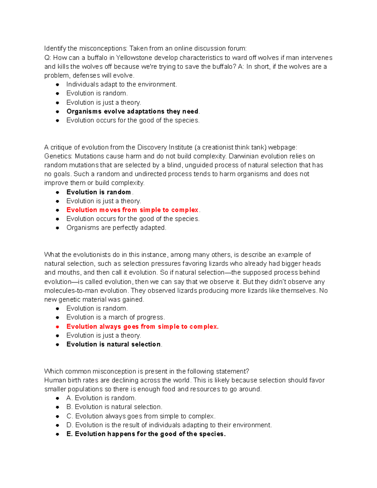 Socrative Questions - Identify the misconceptions: Taken from an online ...