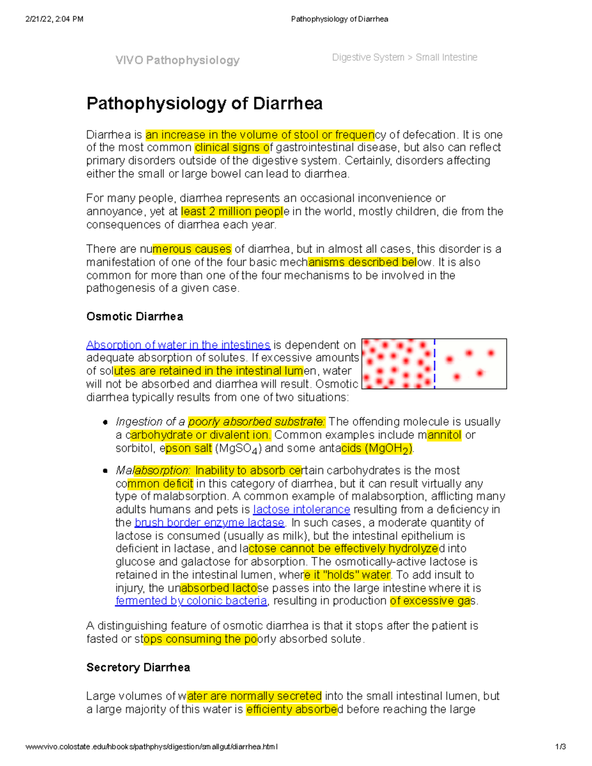 Cbu -Pathophysiology of Diarrhea - 2/21/22, 2:04 PM Pathophysiology of ...