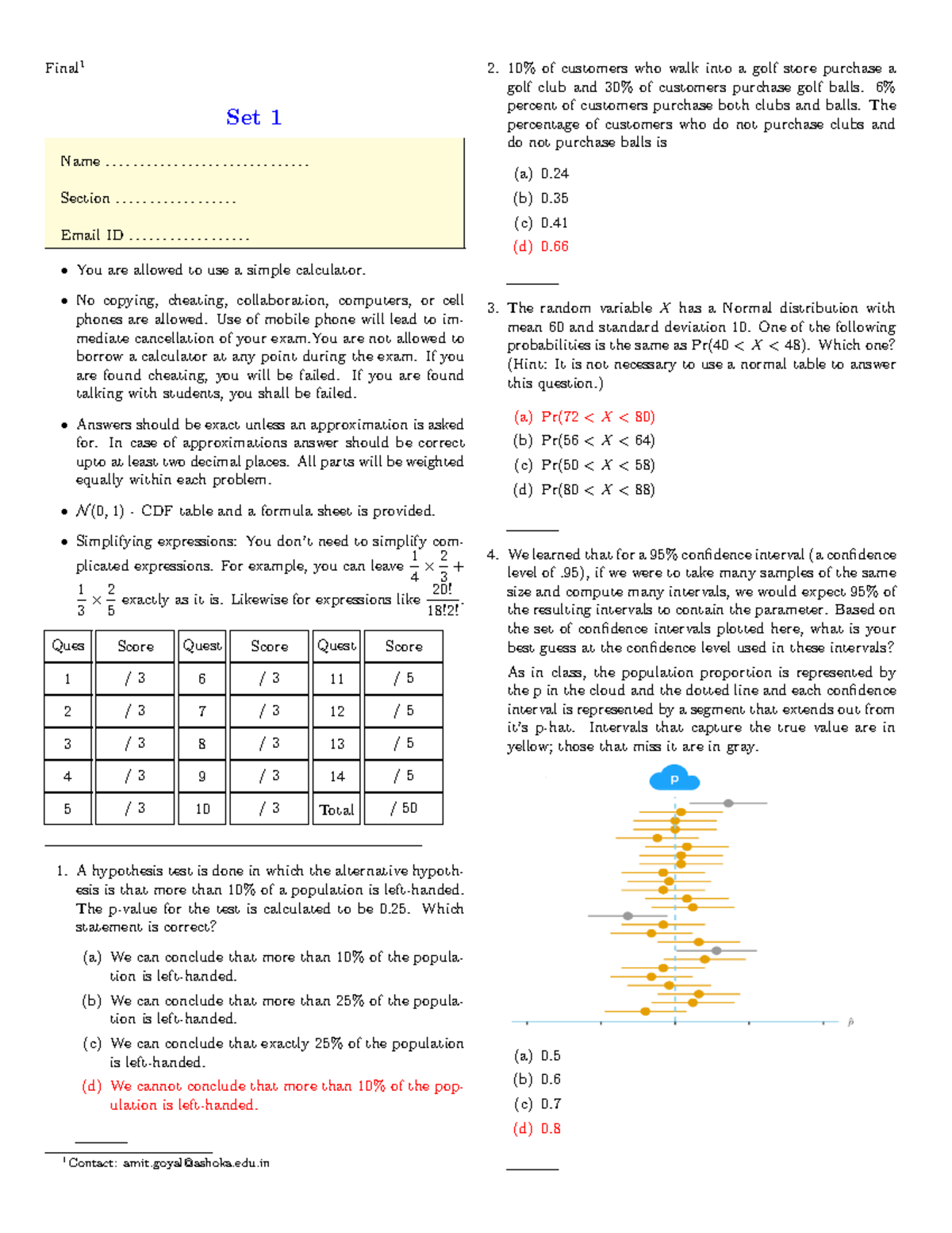 Final Answer Key - exam questons - Final 1 Set 1 Name ...