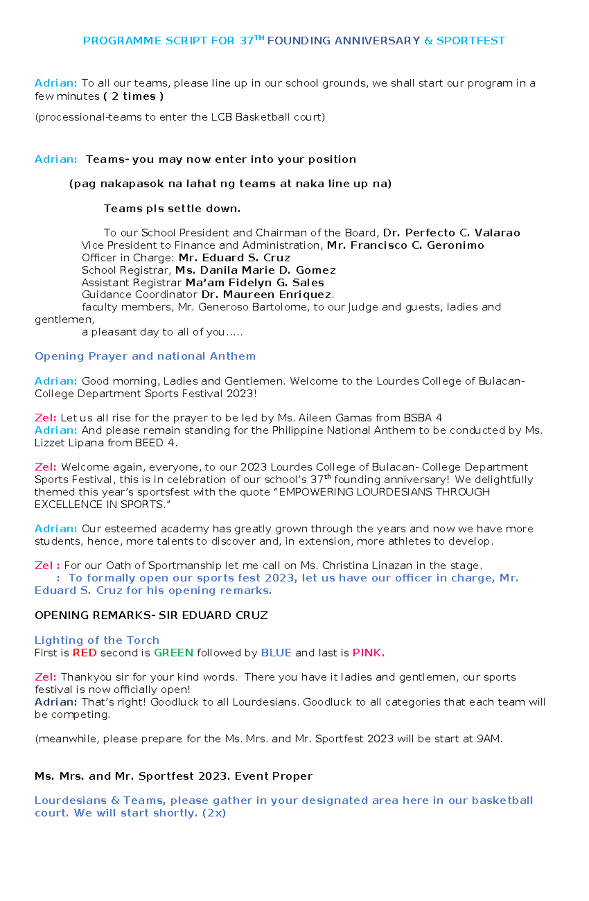 Programme Script FOR 37TH Founding Anniversary - PROGRAMME SCRIPT FOR ...