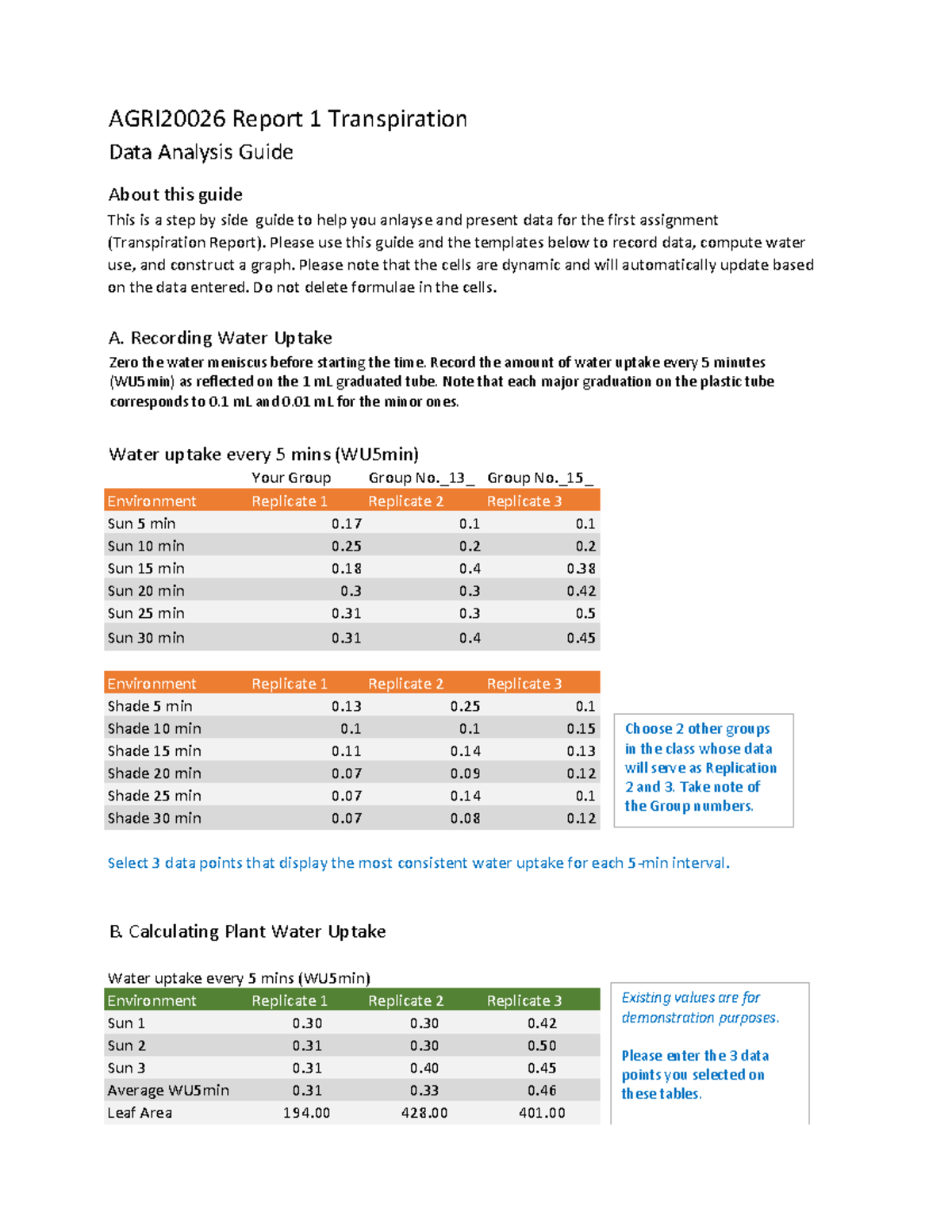 Report 1 Transpiration Data Analysis PDF - Data Analysis Guide About ...