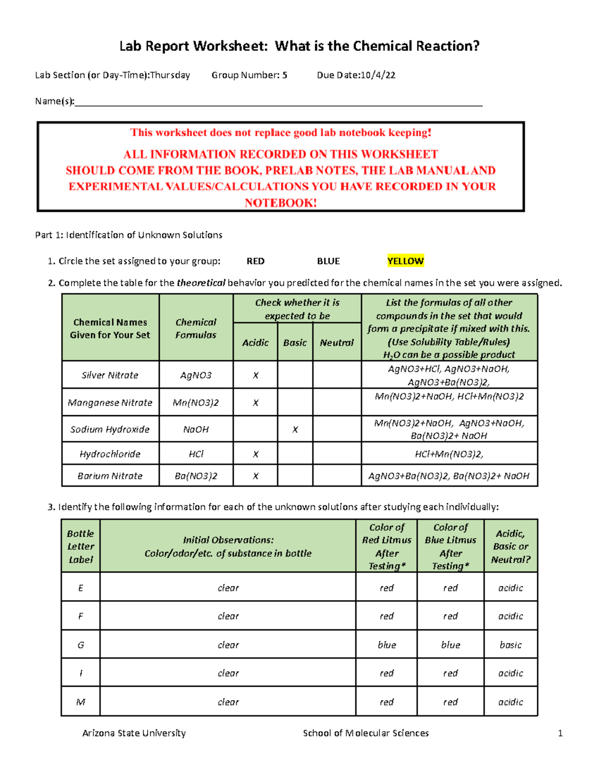 What is the Chemical Reaction Student Worksheet Sum18v9-2 - Lab Report ...
