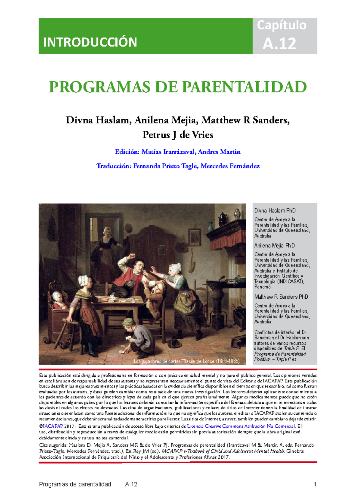 Programas de Parentalidad - INTRODUCCIÓN Capítulo A. Divna Haslam ...