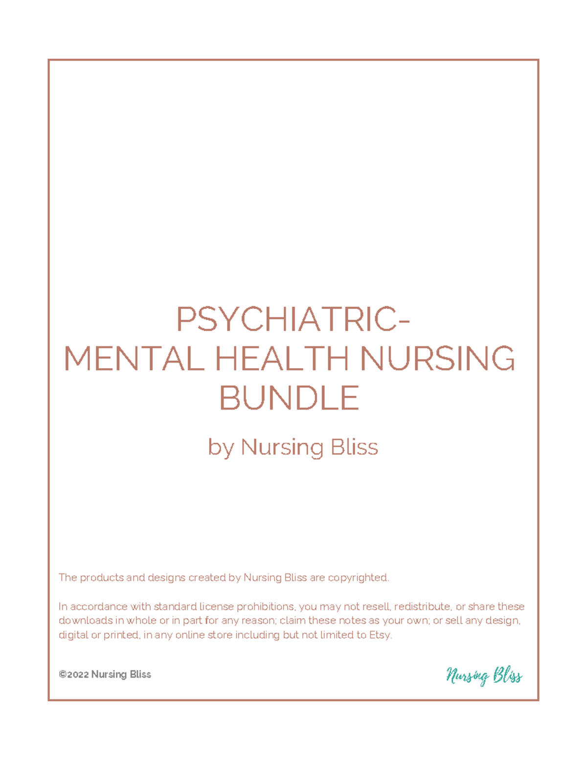MH002 Psych Mental Health Bundle by Nursing Bliss - PSYCHIATRIC- MENTAL ...
