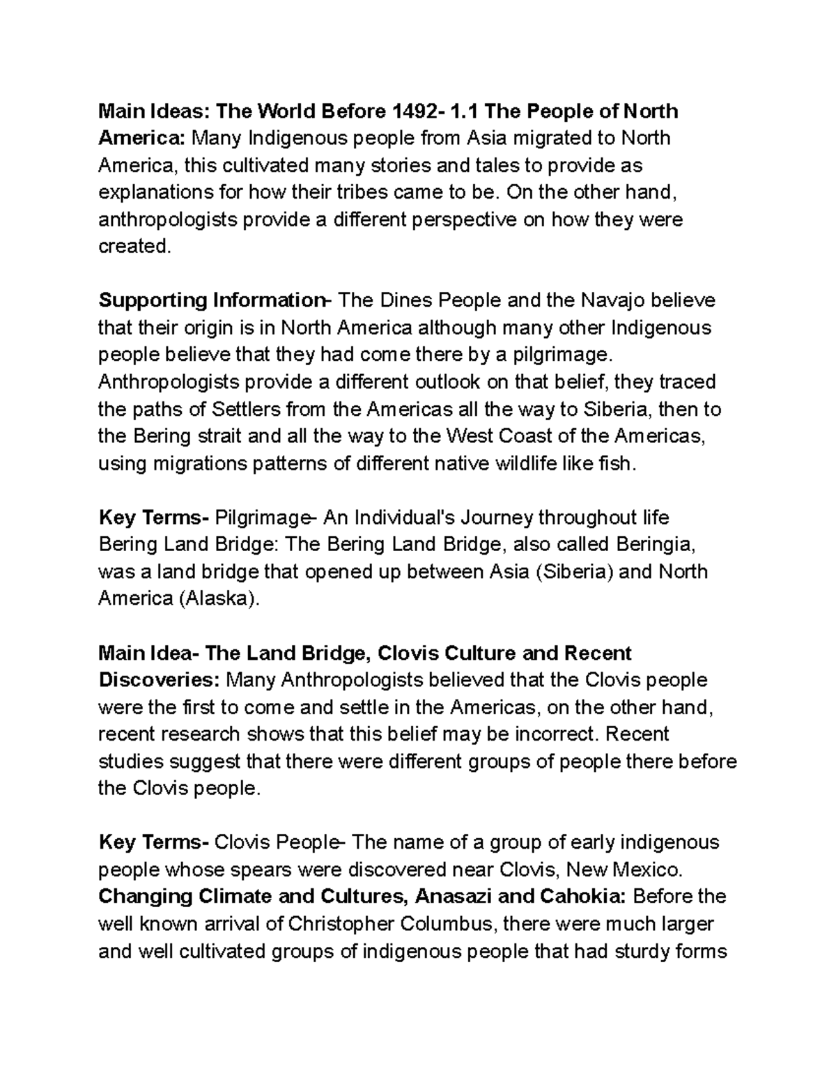 Apush Main Ideas - Info - Main Ideas: The World Before 1492- 1 The ...