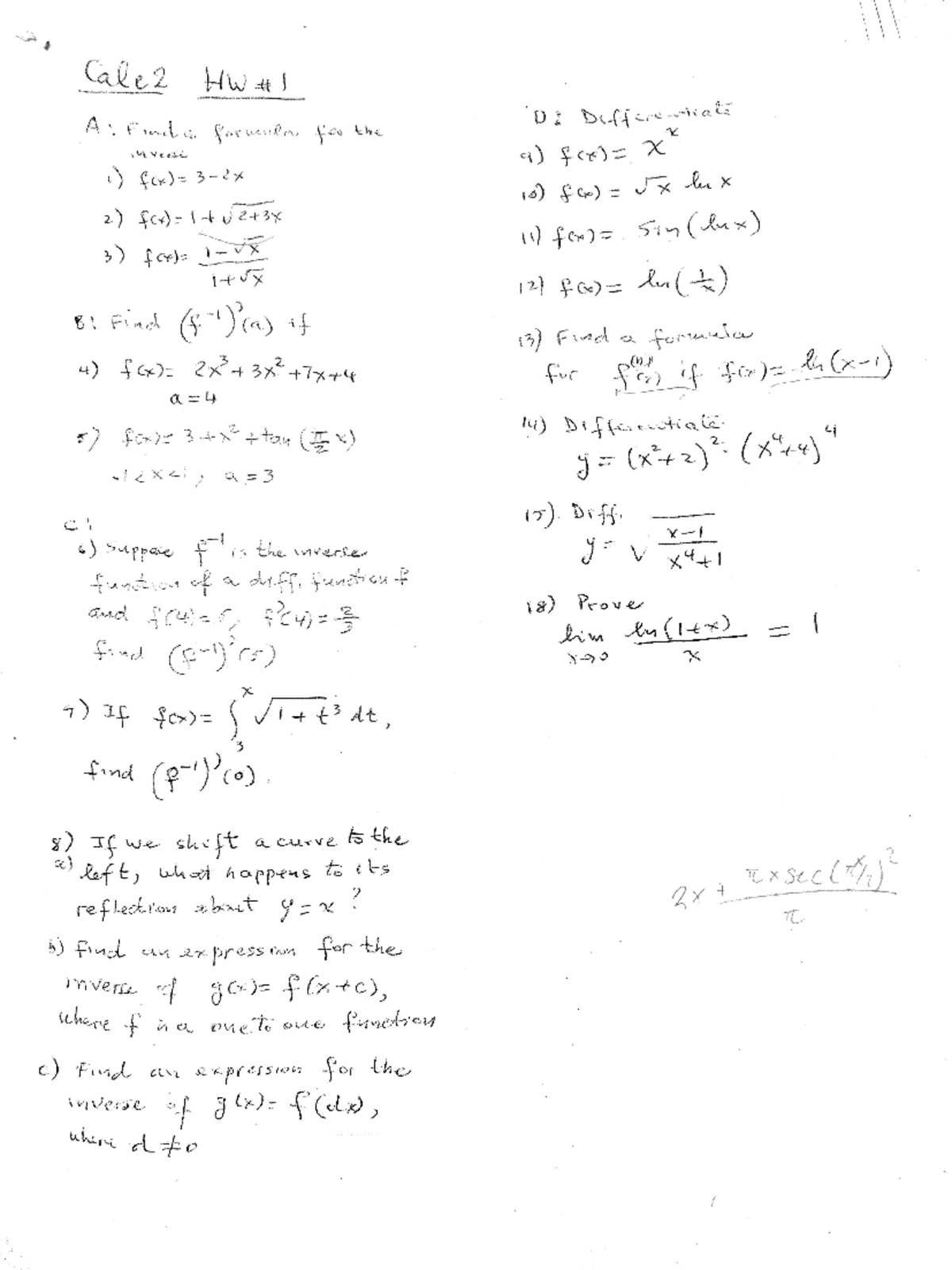 Calculus topic I hw - MATH 155 - Studocu