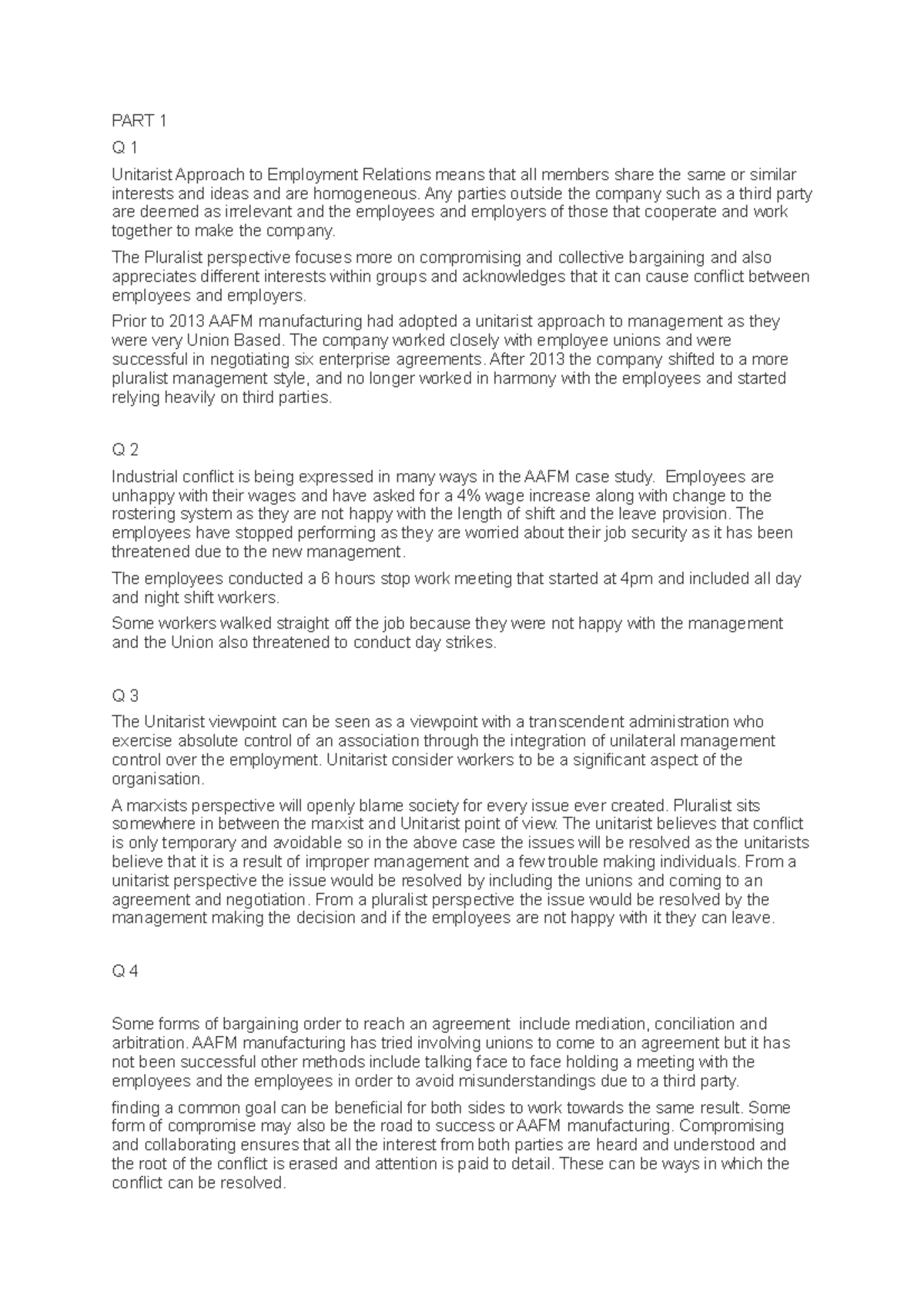 Final Exam Questions 2020 - Online Exam - PART 1 Q 1 Unitarist Approach ...