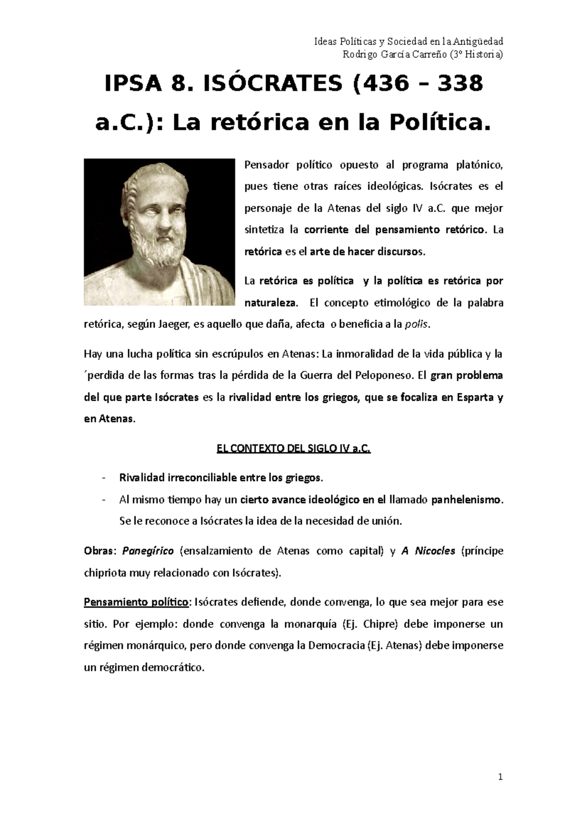 Isócrates - Rodrigo García Carreño (3º Historia) IPSA 8. ISÓCRATES (436 ...