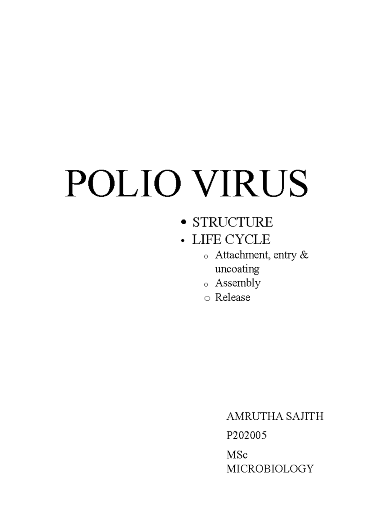 Polio Virus bh h j j j j j hg ygyg hg g g hggy gtfi - POLIO VIRUS ...