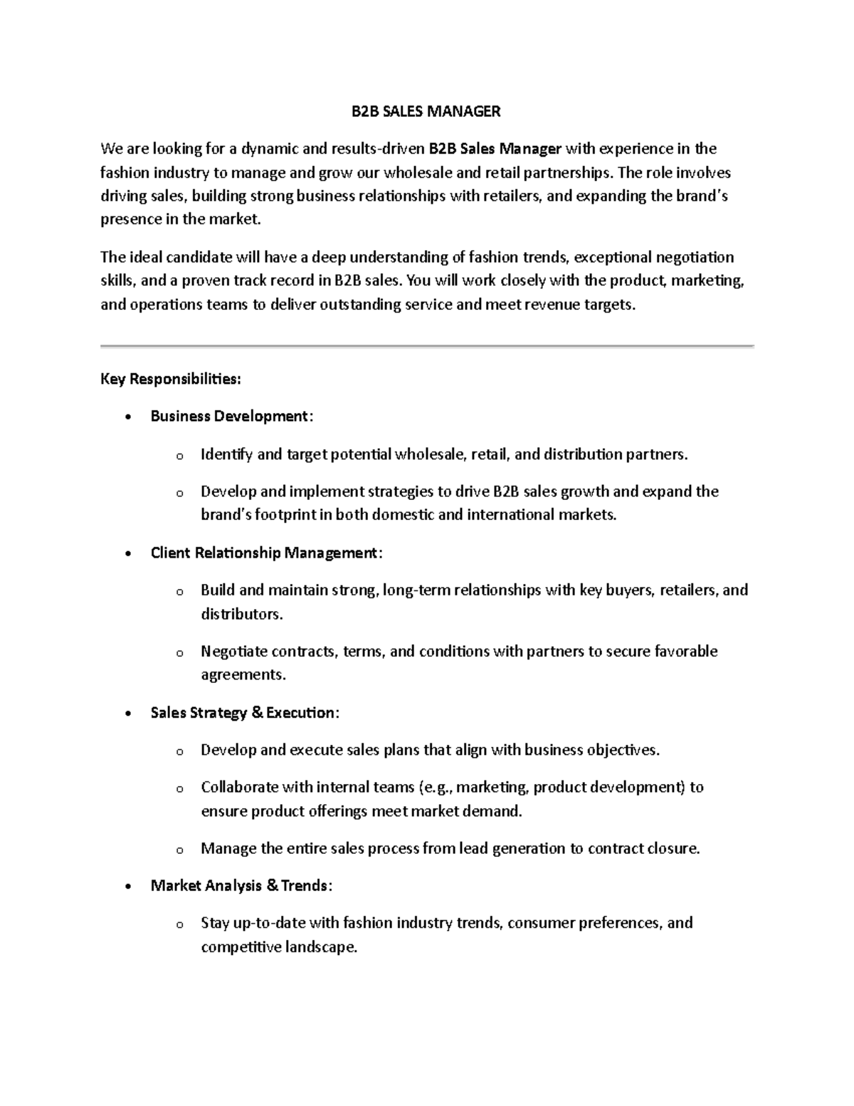 B2B Sales Manager Advert-1 241110 110207 - B2B SALES MANAGER We are ...