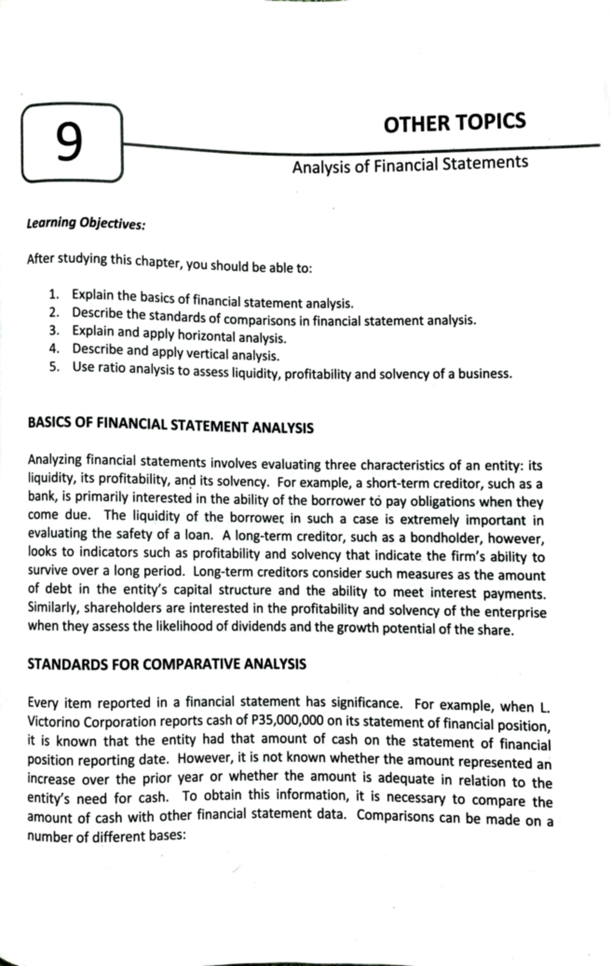 Analysis of FS - Accounting on corporation - r OTHER TOPICS 9 Analysis ...