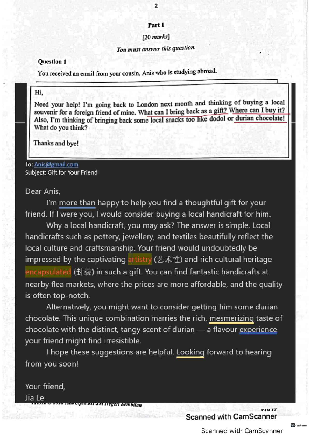 Email BI Trial 2022 - english - 2 Part 1 You must answer this question ...