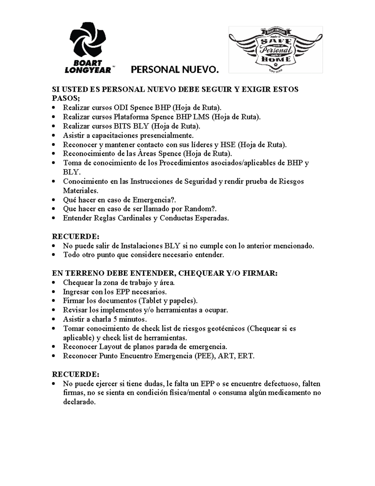Personal Nuevo - Persona Nueva - PERSONAL NUEVO. SI USTED ES PERSONAL ...