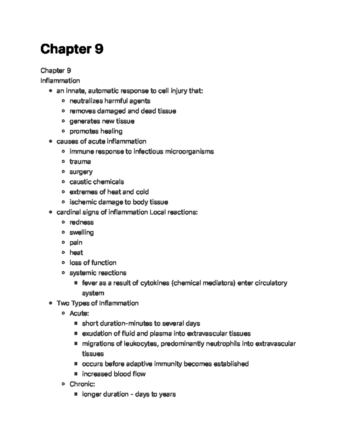 Chapter 9 - Inflammation and Wound Healing - C h a p te r 9 Chapter 9 ...