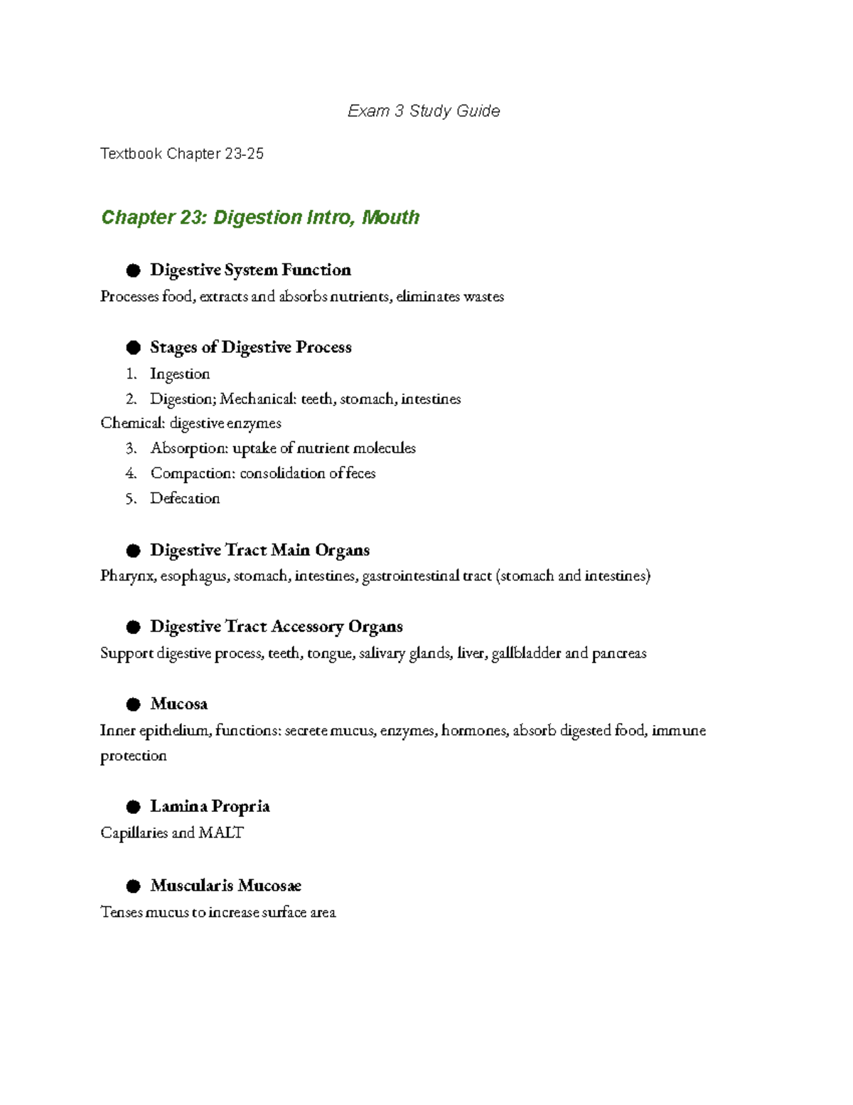 A + P 2 - Exam 3 Study Guide - CH. 23-25 - Exam 3 Study Guide Textbook ...