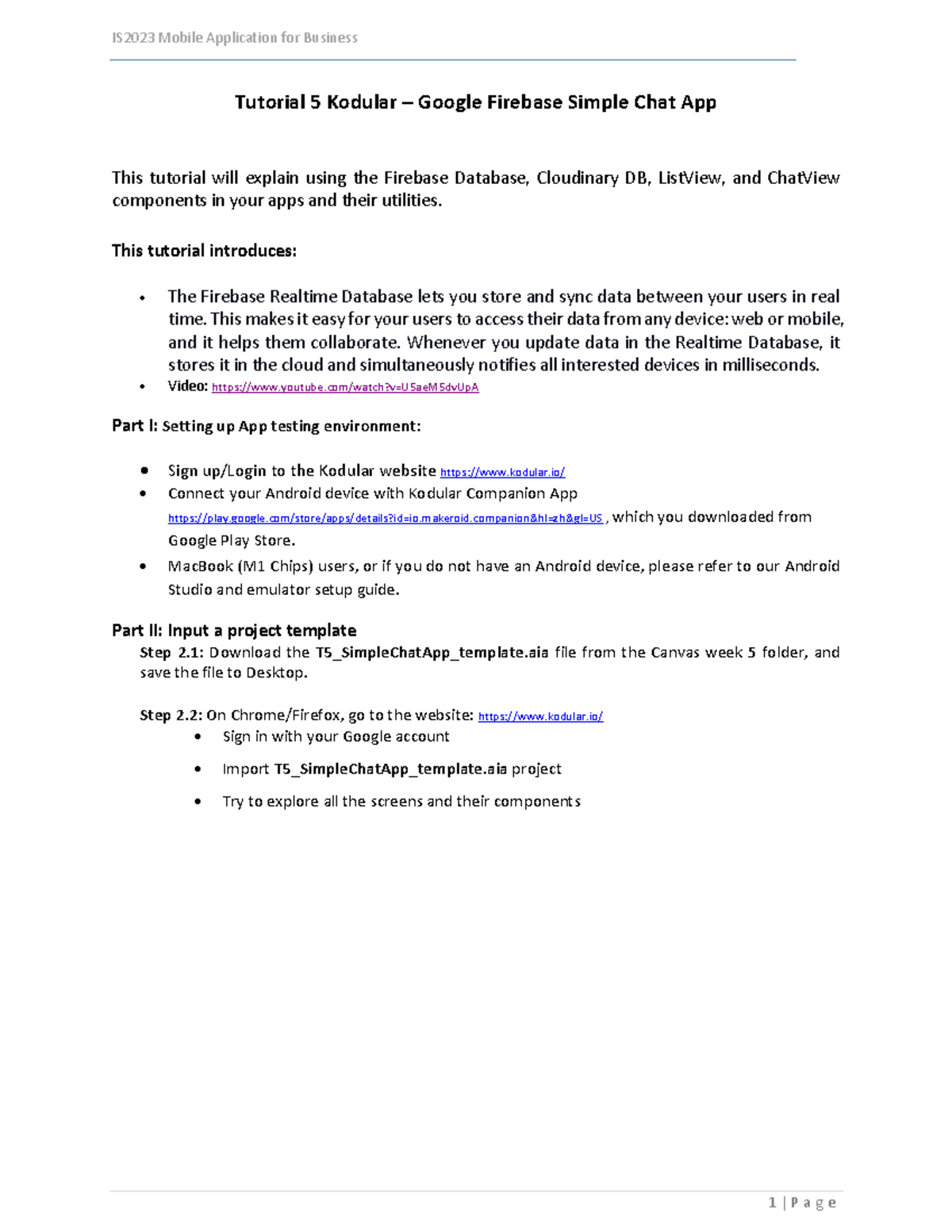 Tutorial 5 Simple Chat App-2 - Tutorial 5 Kodular – Google Firebase Simple Chat App This ...
