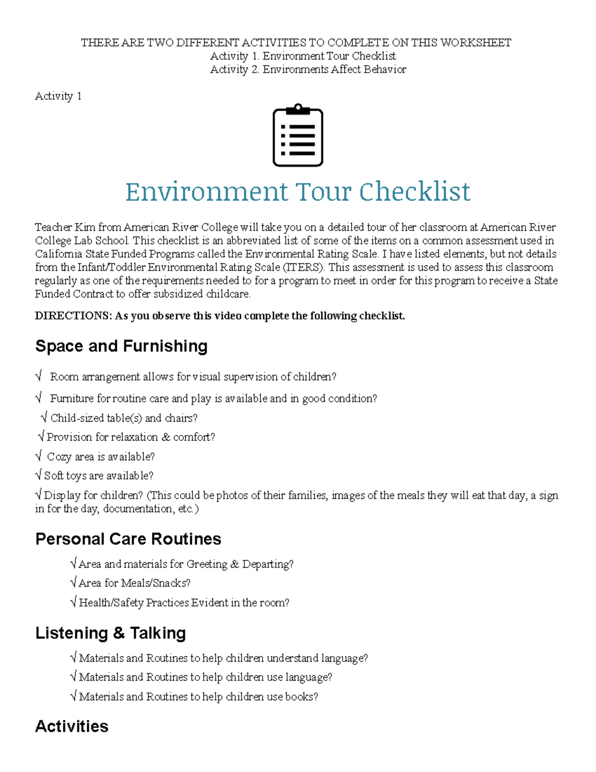 Hernandez Itsel ECE326 Environments Template - THERE ARE TWO DIFFERENT ...