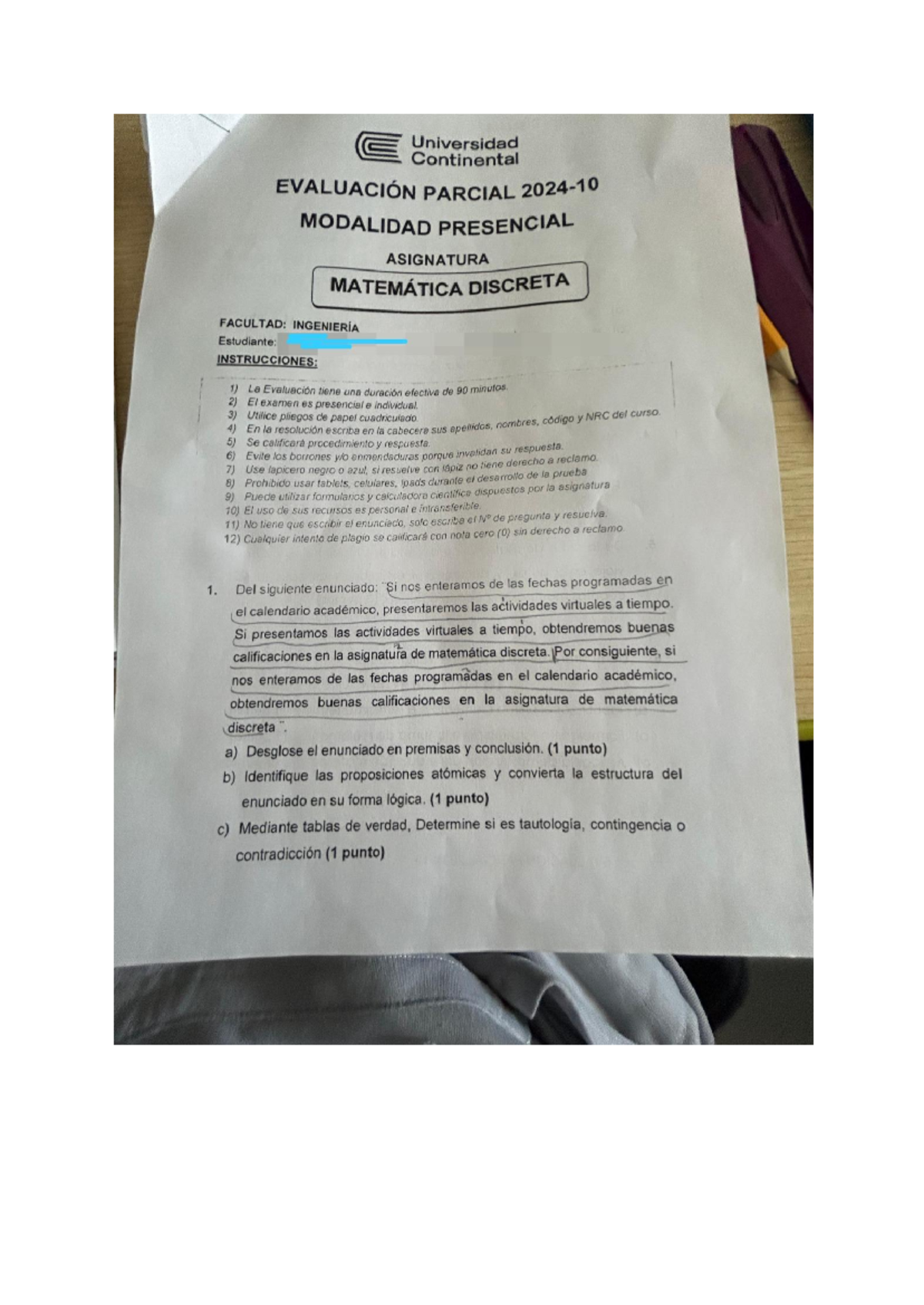 Examen Parcial Matematica Discreta Matematicas Discretas Studocu