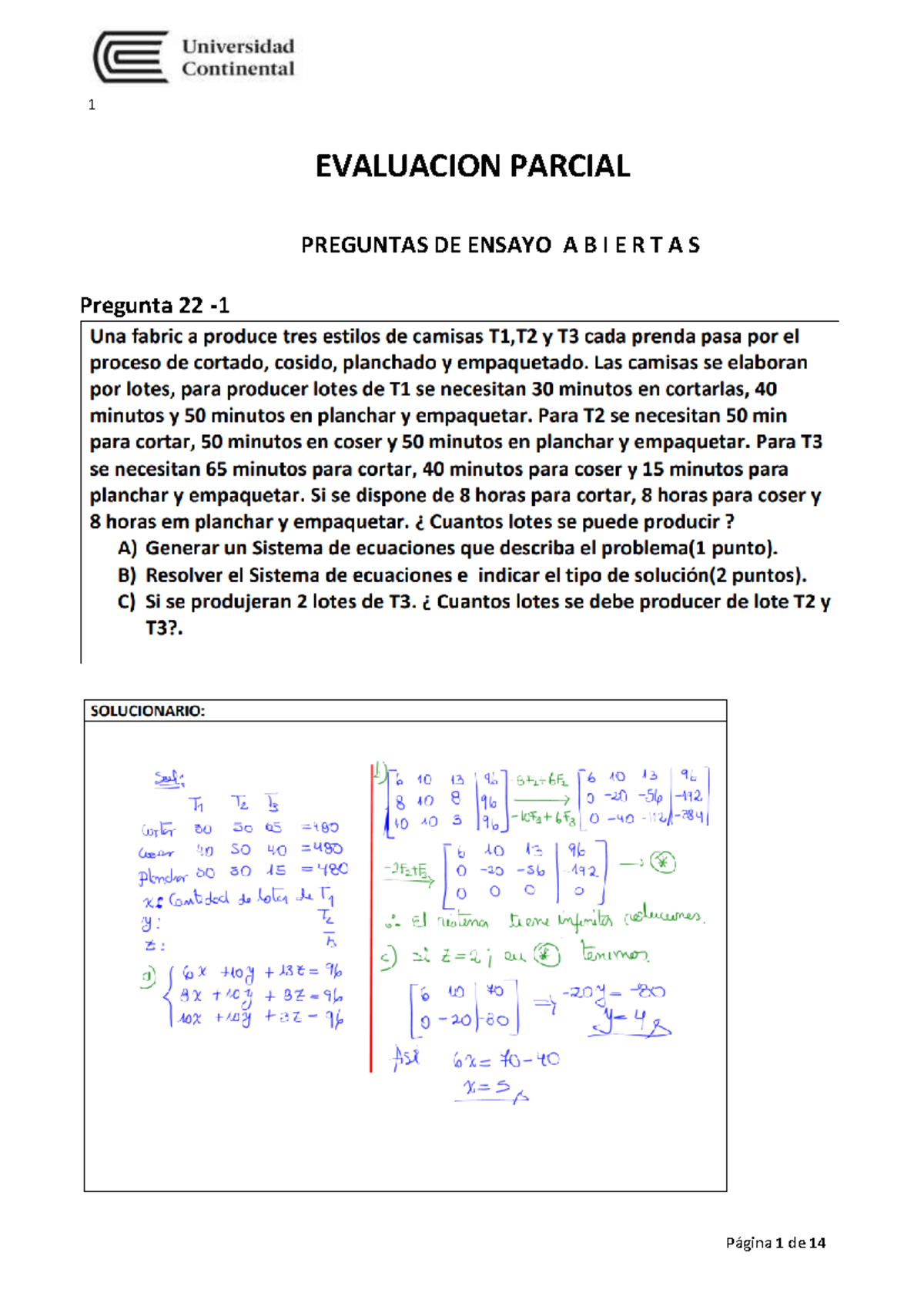 Eval Parcial Tipo Ensayo 2022 - Algebra matricial y geometria analitica - EVALUACION PARCIAL ...