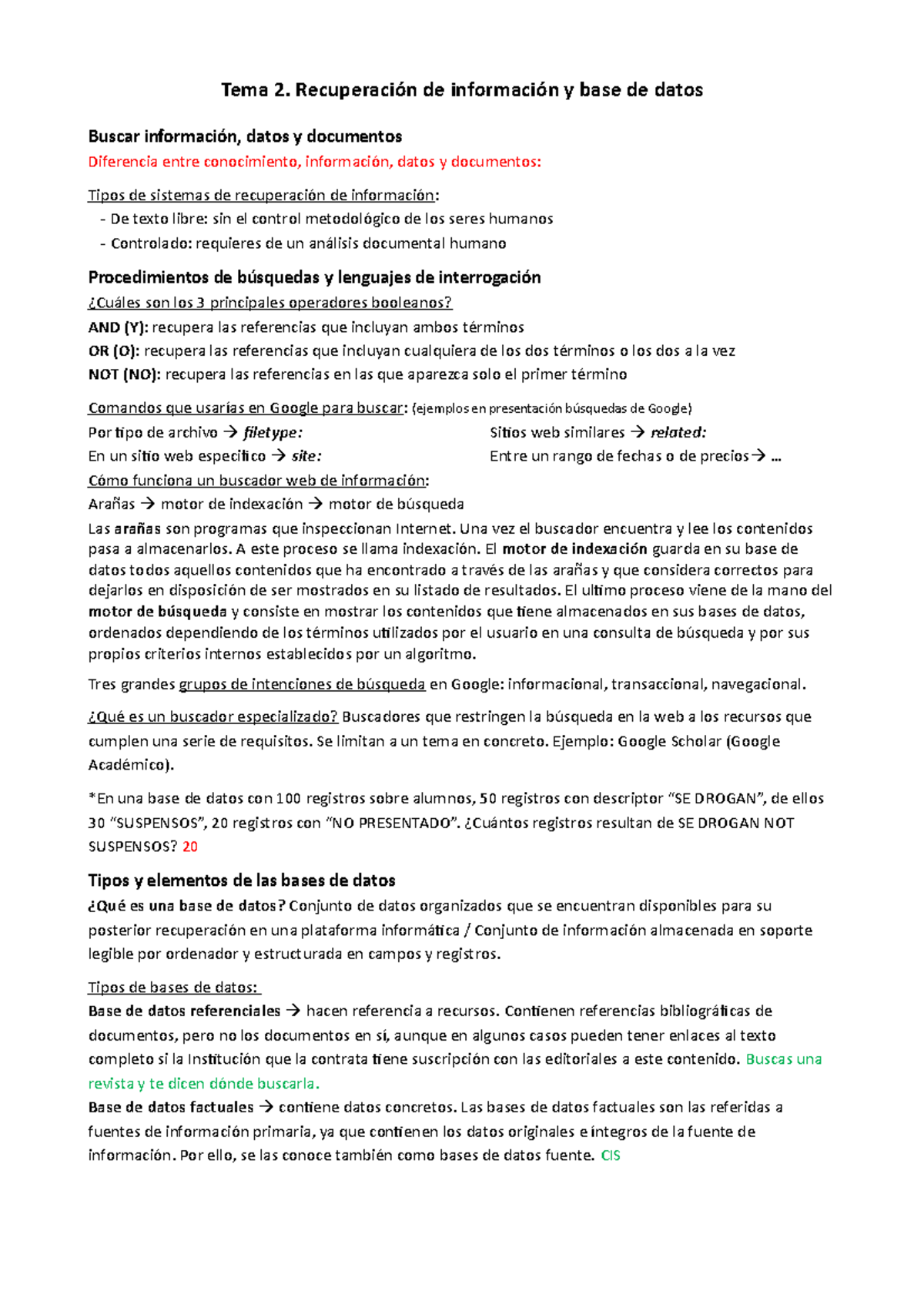 Tema 2. Recuperacion de informacion y base de datos - Tema 2 ...