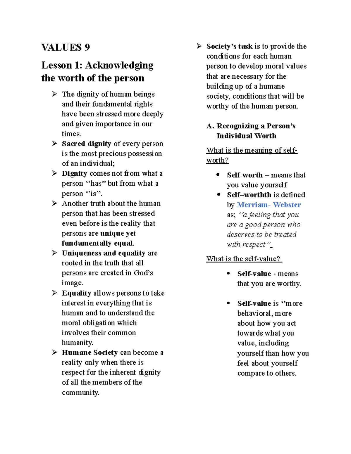 Values 9 - This is the guide for the syllabus used in STEM - VALUES 9 ...