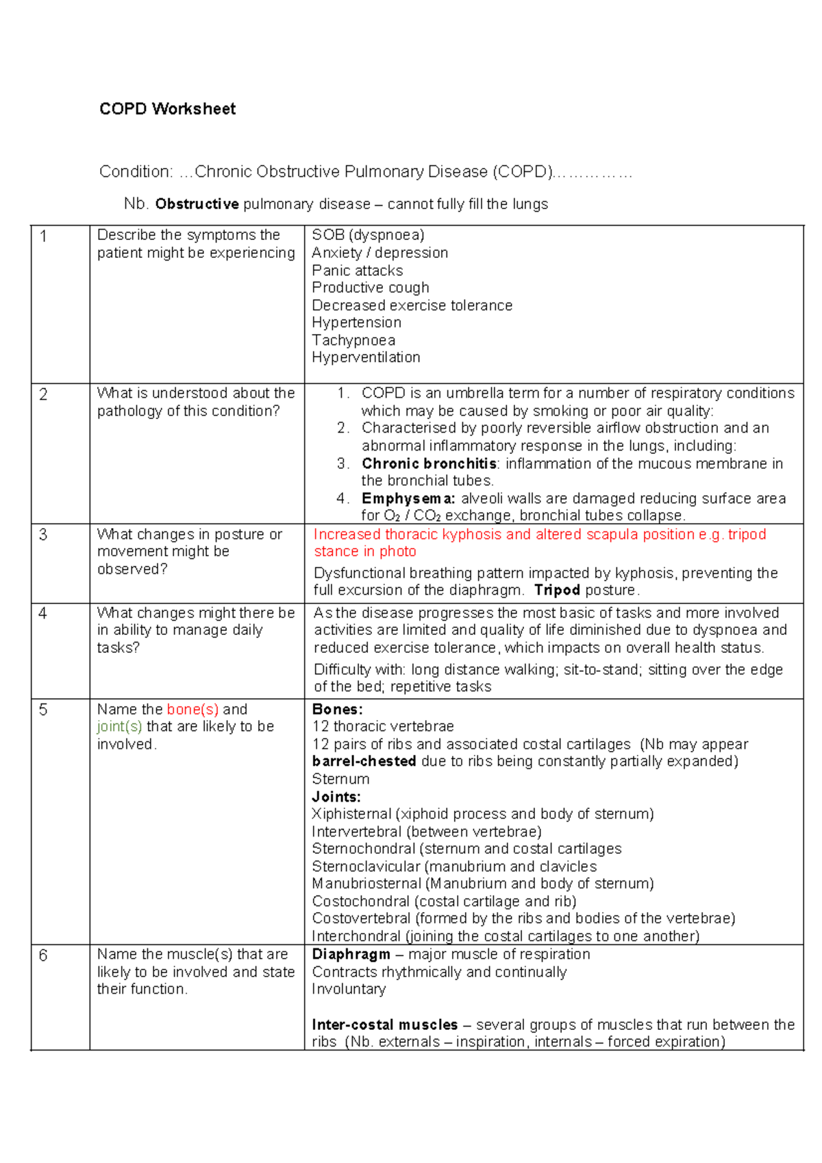 COPD - enjoy - COPD Worksheet Condition: .. Obstructive Pulmonary ...