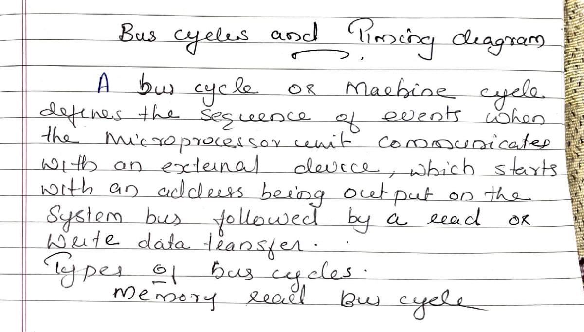 Bus cycles - Notes about microprocessor semester 2 -~ - 1 et.J lt - I I ...