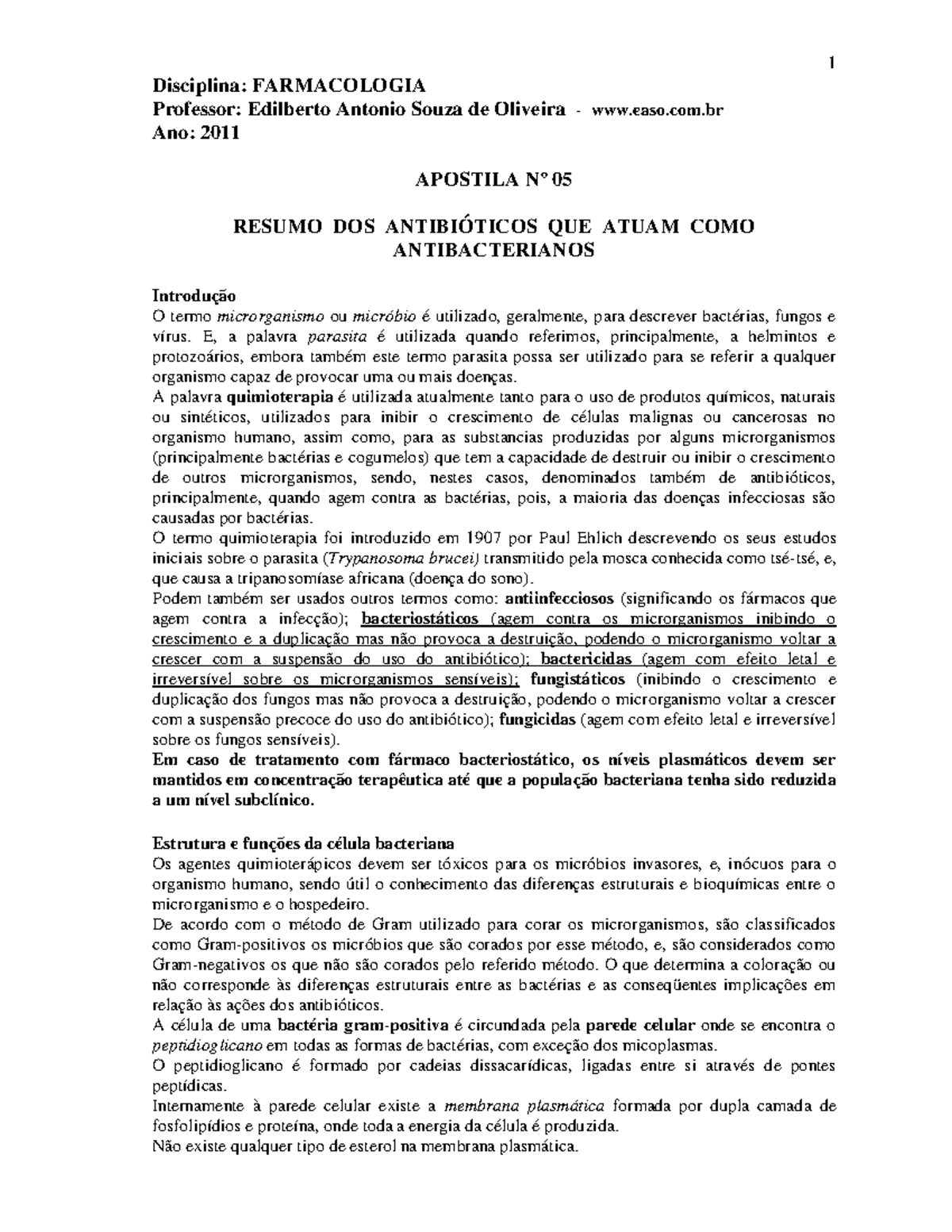 1344427365 Antibioticos Antibacterianos - Disciplina: FARMACOLOGIA ...