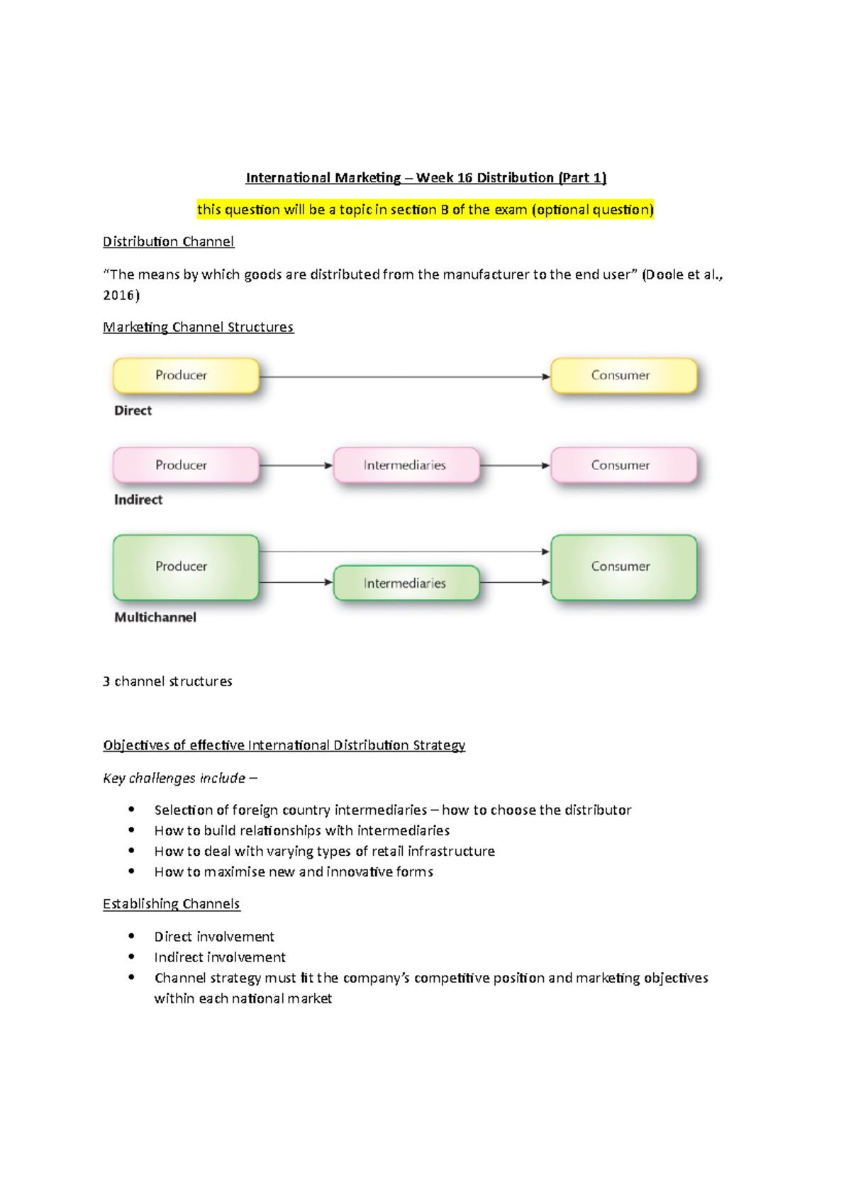 Lecture 15 and 16 - Distribution - International Marketing – Week 16 ...
