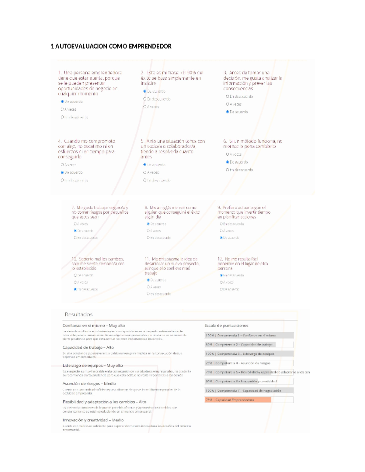 1 Autoevaluacion COMO Emprendedor - 1 AUTOEVALUACION COMO EMPRENDEDOR 1 ...